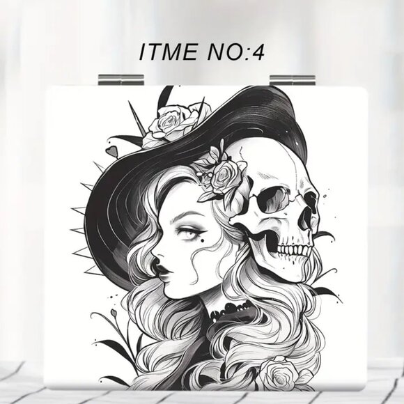 Makeup | 42 Gothic Skull Gl Compact Makeup Mirror Travel Cosmetic ...